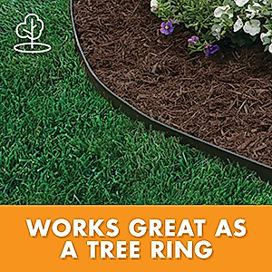 EasyFlex No-Dig Landscape Edging with Anchoring Spikes, 1.5 in. Tall Straight Top Plastic Garden Border, 40 Foot Kit, Black