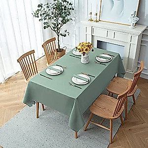 Softalker Jacquard Rectangle Tablecloth - Geometric Line Pattern Waterproof Damask Table Covers Stain Resistant Washable Polyester Table Cloths for Kitchen, Dining & Parties (60 x 84 inch,Teal Green)