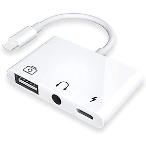 USB 3 Camera Adapter,3 in 1 USB Female OTG Adapter with Charging and 3.5mm Headphone Audio Jack Splitter for iPhone/iPad,Support USB Flash Drive,MIDI Keyboard