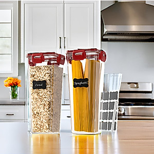 APLOP Cereal Containers, 2 Piece Set, Cereal Storage, Cereal Containers Storage, Storage Container, Clear & Red