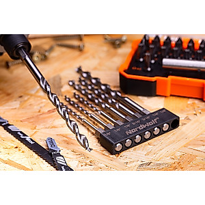 NordWolf 7-Piece HSS Brad Point Wood Drill Bit Set with 1/4" Hex Shank for Carpenter Woodworking, SAE Sizes 1/8"(x3)-3/16"(x2)-1/4"(x2)