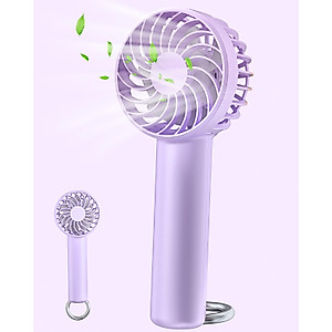 ASNUG Portable Handheld Fan, Mini Portable Fan, 2000mAh Rechargeable USB Fan, 3 Speed Personal Small Desk Fan, Strong Airflow, Super Quiet, Pocket Fan with Carabiner for Girl Women Home Outdoor Indoor