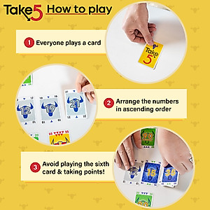AMIGO Games Take 5 & Take a Number – Two Complete Games in One – Take 5 is The Classic 6 Nimmt! & Take a Number is Also Known as X Nimmt! – Classic Card Games for Kids & Adults Ages 8 & Older
