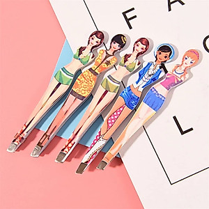 6Pcs Professional Girl Eyebrow Tweezer Stainless Steel Slanted Eyebrow Tweezers Eyebrows Hair Remover Tools Cosmetics Beauty (random color)…