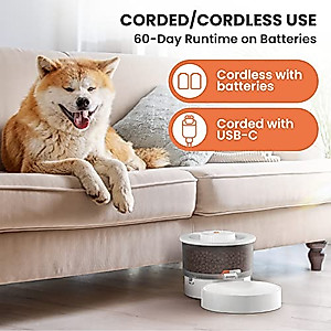 DOG CARE Automatic Cat Feeders, Cordless Automatic Slow Feeder Prevents Bloating for Small Dogs, 4-Cup Capacity Timed Cat Feeder with Meal Times and Portion Control, APP Control Pet Dry Food Dispenser