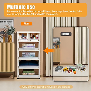 6 Drawer Dresser Vertical Cupboard Cabinet Plastic Dresser Storage with 4 Wheel and 4 Large Drawers and Top 2 Small Cabinets Locker(With Keys) for Closets Bedrooms Nurseries Playrooms and More (Blue)