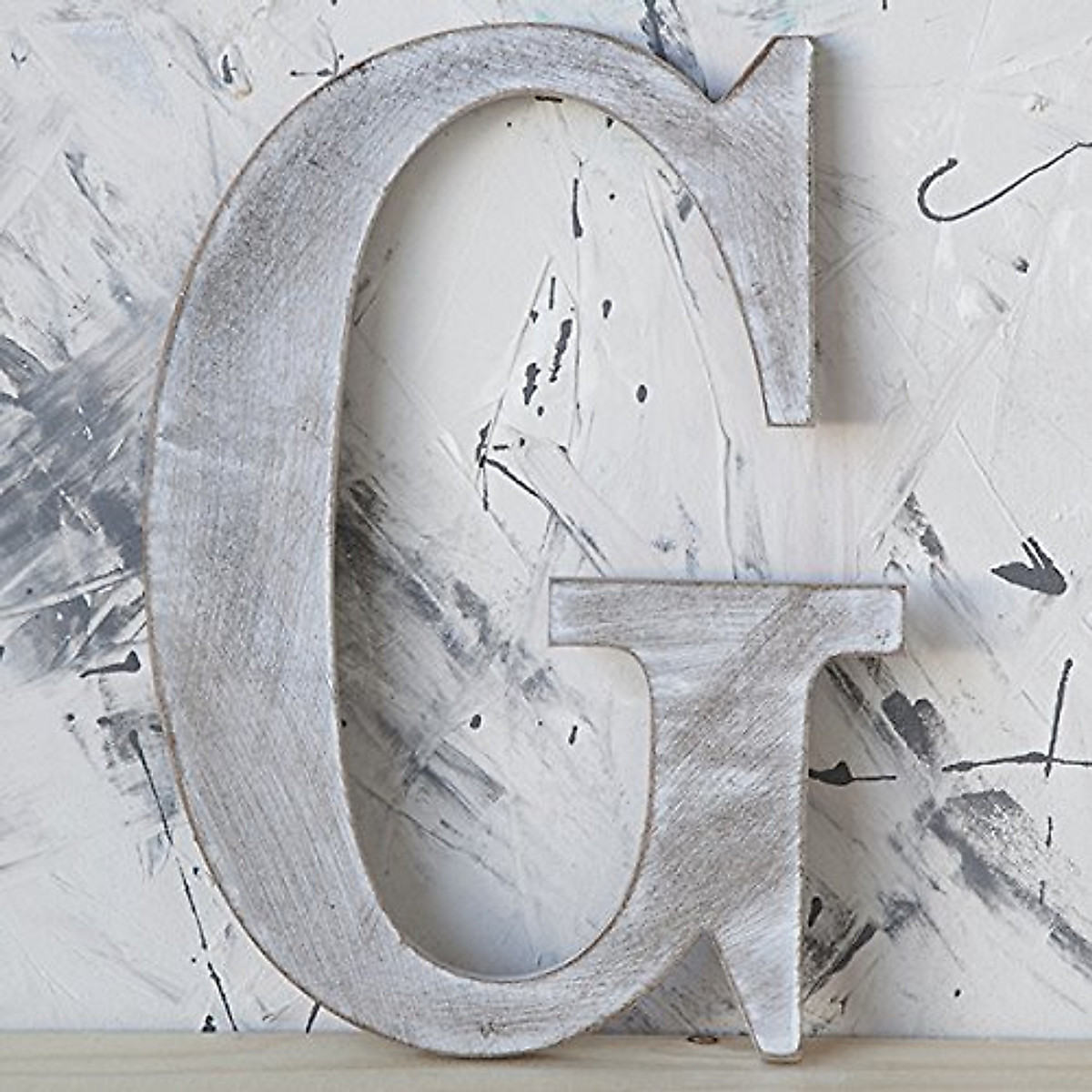 The Lucky Clover Trading G Wood Block, 8" L, Charcoal Grey Wall Letter, Gray