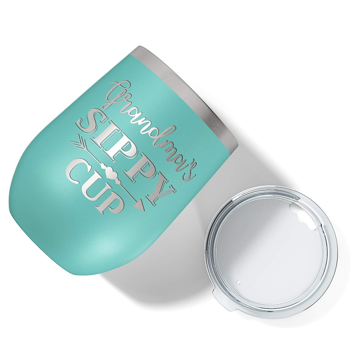 Grandmas Sippy Cup Gift for Women Birthday on Seafoam 12 oz Insulated Wine Tumbler