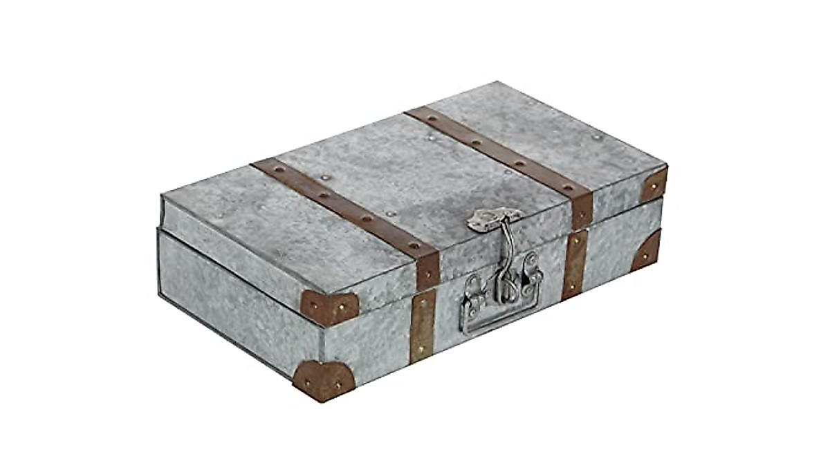 Deco 79 Farmhouse Gray Metal Storage Boxes - Set of 3