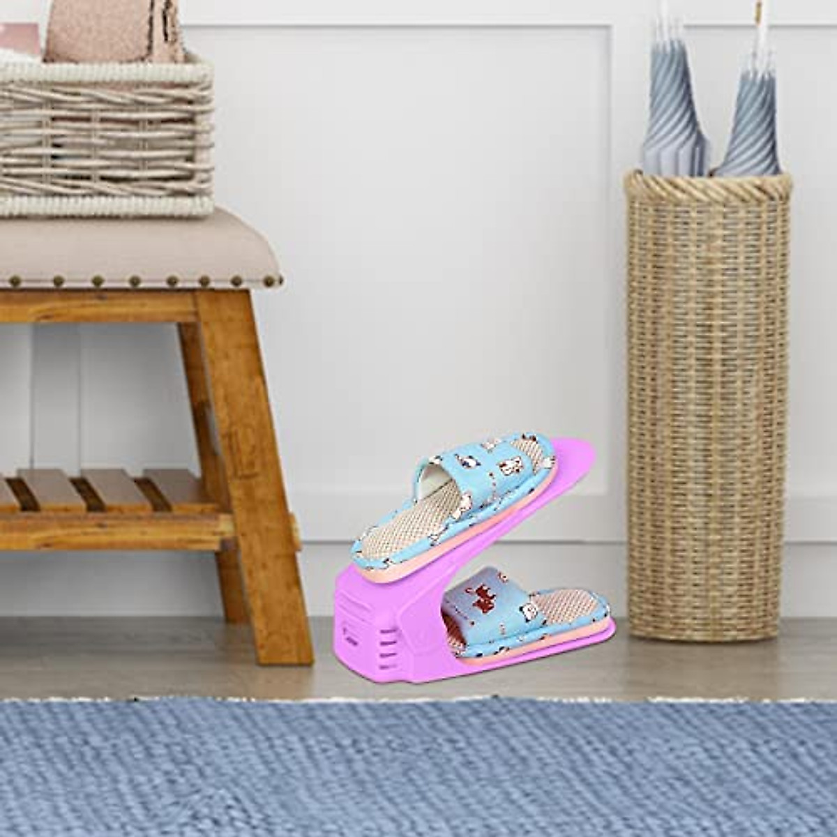 Shoe Slots, Adjustable Double Layer Storage Shoe Organizer Holder, Shoe Rack Holder 3-Level for Closet Organization Ruliyeefu