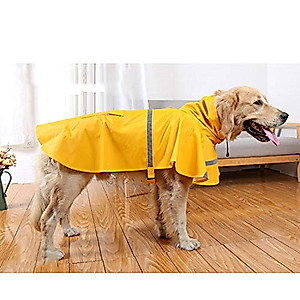 LOVEPET Pet Raincoat Dog Raincoat Labrador Large and Medium Dogs Reflective Waterproof and Snowproof Big Dog Clothes Yellow XS