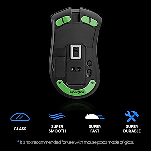 Superglide - Fastest and Smoothest Mouse Feet/Skates Made with Ultra Strong Flawless Glass Super Fast Smooth and Durable Sole for Razer DeathAdder V2 Pro / V2 HyperSpeed [Green]