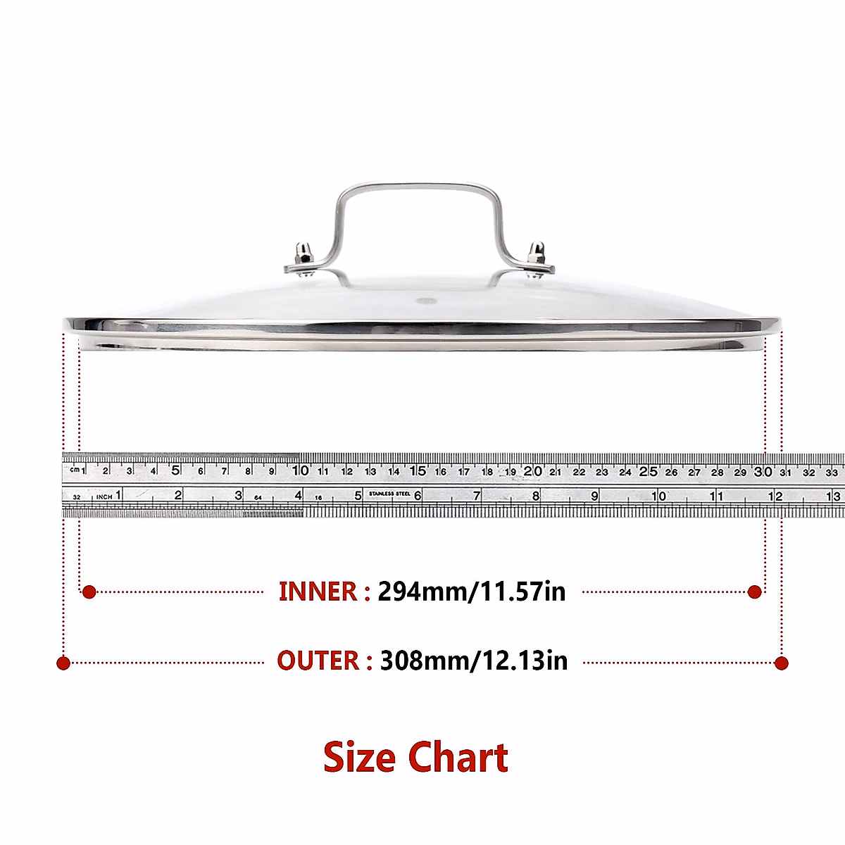 Antrader Tempered Glass Lid,12" Glass Covers for Pots,Pans and Skillets,1Set,Clear