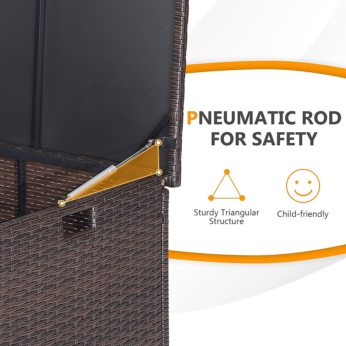 Toolsempire 50 Gallon Deck Box, PE Wicker Storage Box with Lid, Water-resistant Liner & Universal Wheels, Outdoor Storage Container for Pillows, Cushions, Garden Tools (Mix Brown)