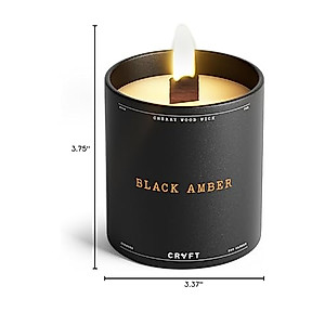 CRVFT Men's Candle - Cherry Wood Candle - Soy Candle 45 Hour Burn Time - Room Decor and Housewarming Gift for Men - 7oz/200g (Black Amber)