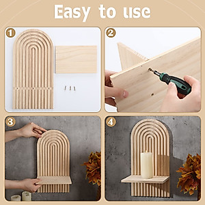 Tatuo 2 Pieces Boho Wooden Rainbow Wall Shelves Bohemian Hanging Shelf Wall Mount Book Shelf for Living Room Bathroom Bedroom Classroom Office Nursery Wall Decor (Classic)