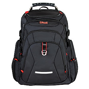 OPACK Travel Laptop Backpack 17.3" Computer Backpack Water-Repellent College Daypack Business Backpack with Large RFID Pockets & USB Port safety reflective strip for Men Women