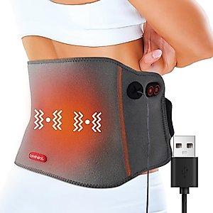 Comfheat Back Heating Pad with Vibration Massage for Lower Back Pain Relief USB Lumbar Heating Pads for Car Travel, Heated Waist Belt Warm Therapy Helpful for Lumbar Spine, Cramps (Non-Rechargeable)