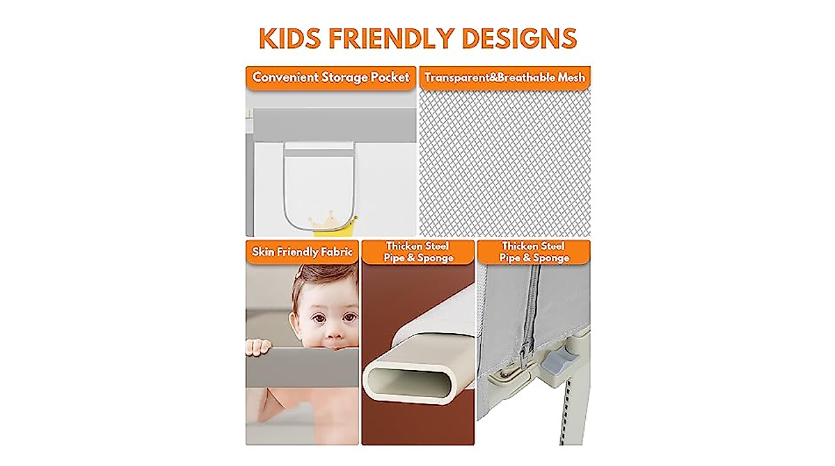 Athradies Adjustable Toddler Bed Rails - 3 PCS Set