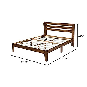 Olee Sleep Wood Platform Headboard Bed Frame, Full, Natural