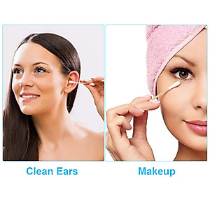 500pcs Cotton Swabs Double Round with Natural Wooden Sticks, Thick Cotton Buds for Daily Use Firm Qtips Cotton Swabs in One Small Box