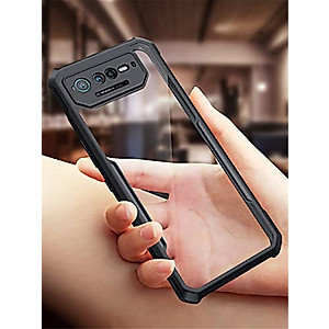 GIMENOHIG Four Corners Anti-Drop Case for Asus ROG Phone 6/6 Pro, Silicone PC Hybrid Shock and Drop Protection (Black)