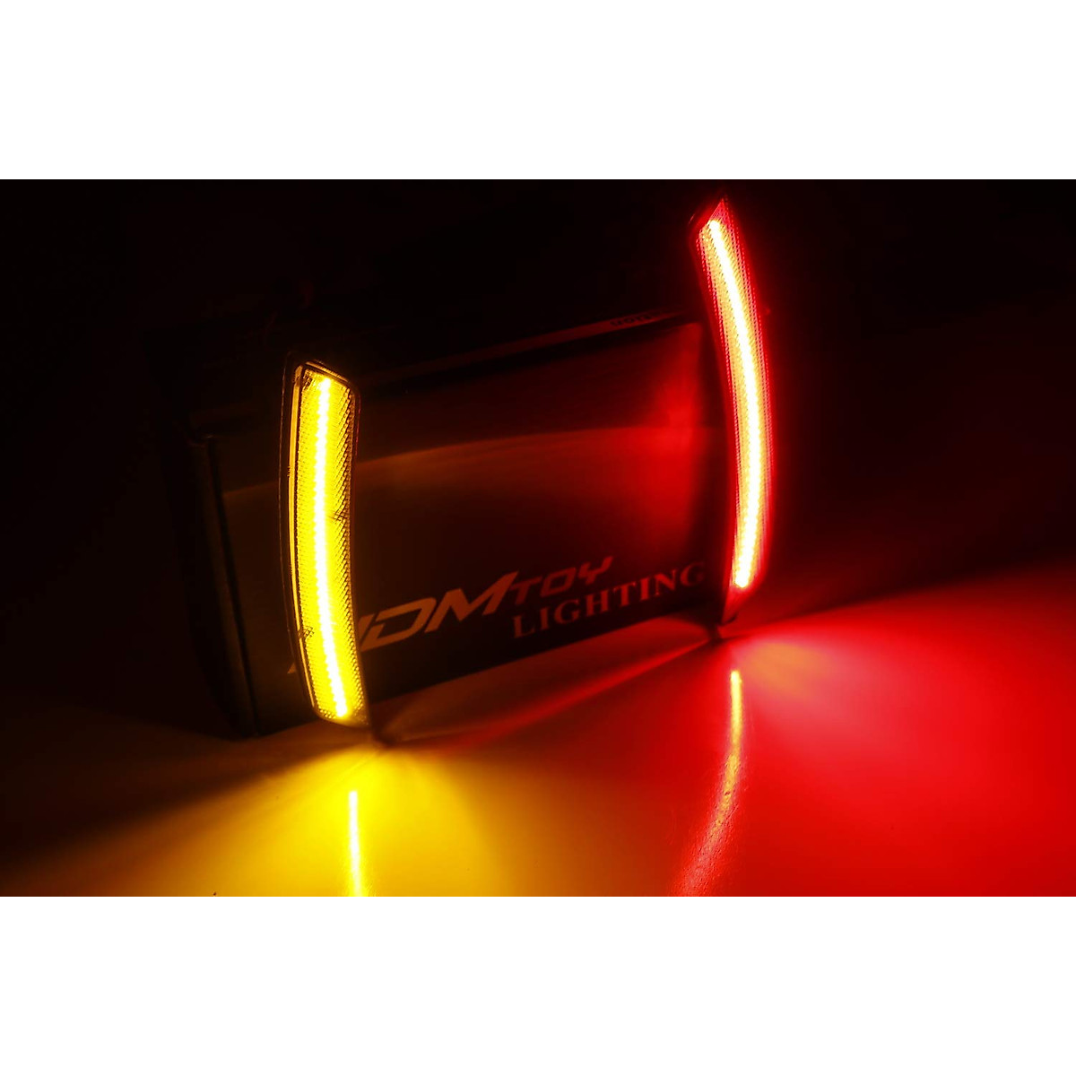 iJDMTOY Smoked Lens Amber/Red Full LED Side Marker Light Kit Compatible With 2002-2008 Gen1 MINI Cooper R50 R52 R53, Powered by Total 120-SMD LED, Replace OEM Sidemarker Lamps