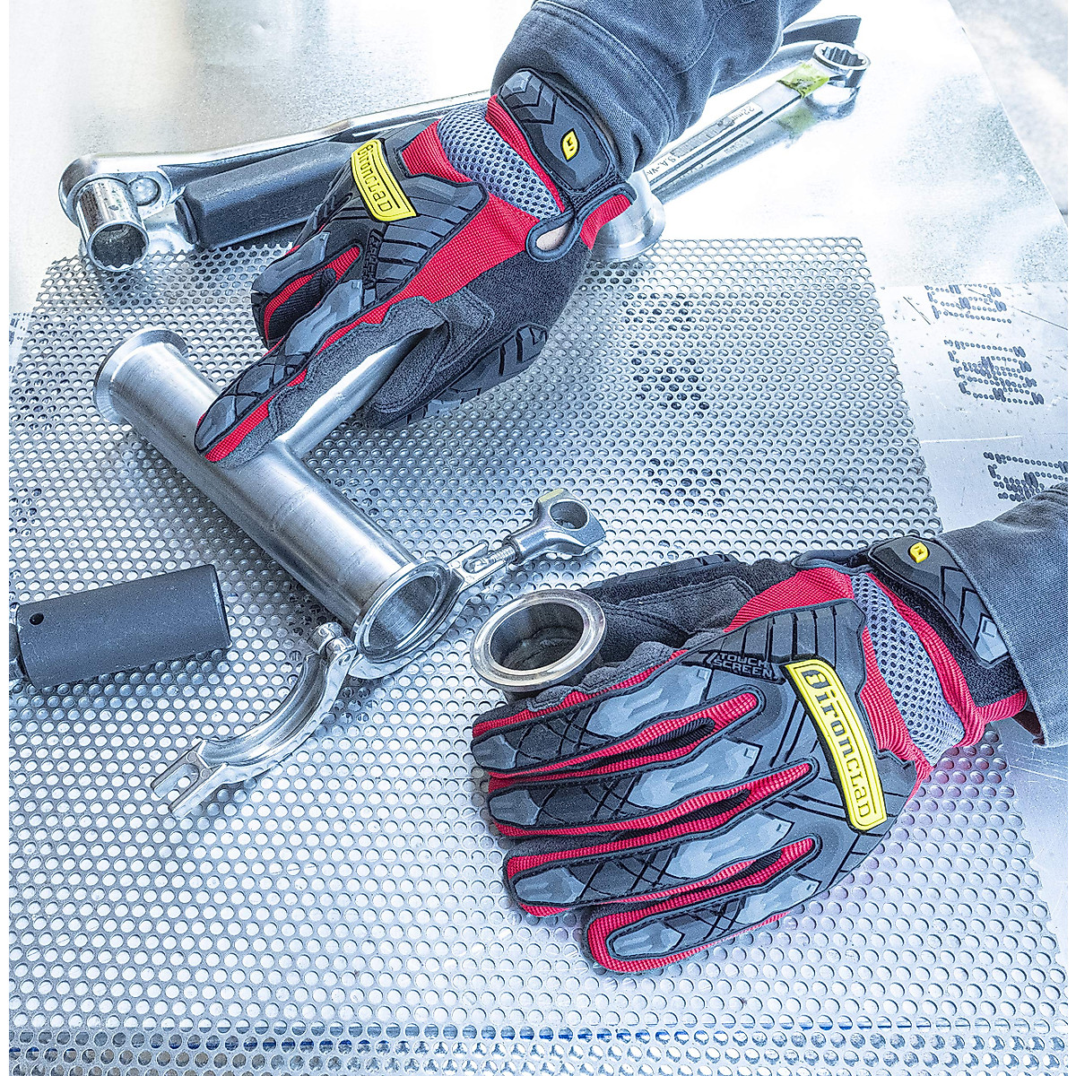 Ironclad Command Impact 360 Cut A6 Work Gloves; Touch Screen Gloves Conductive Palm & Fingers, Impact Protection, Machine Washable, Sized S, M, L, XL, XXL (1 Pair), Red (IEX-MIGR5-04-L)