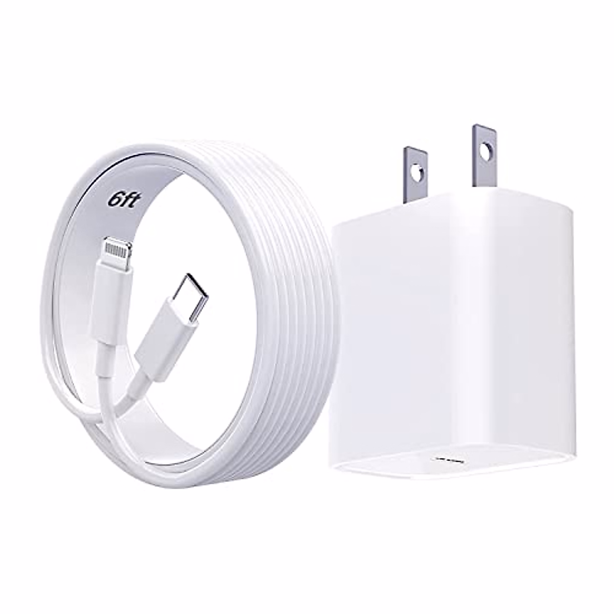 iPhone USB C Wall Charger, iPhone Charger Fast Charging Block, 20W Wall Charger Power Adapter with 6FT Type-C to Lightning Cable Compatible iPhone 14 Pro Max/13/13 Mini/12 Pro/12 Pro Max/11/11 Pro/Max