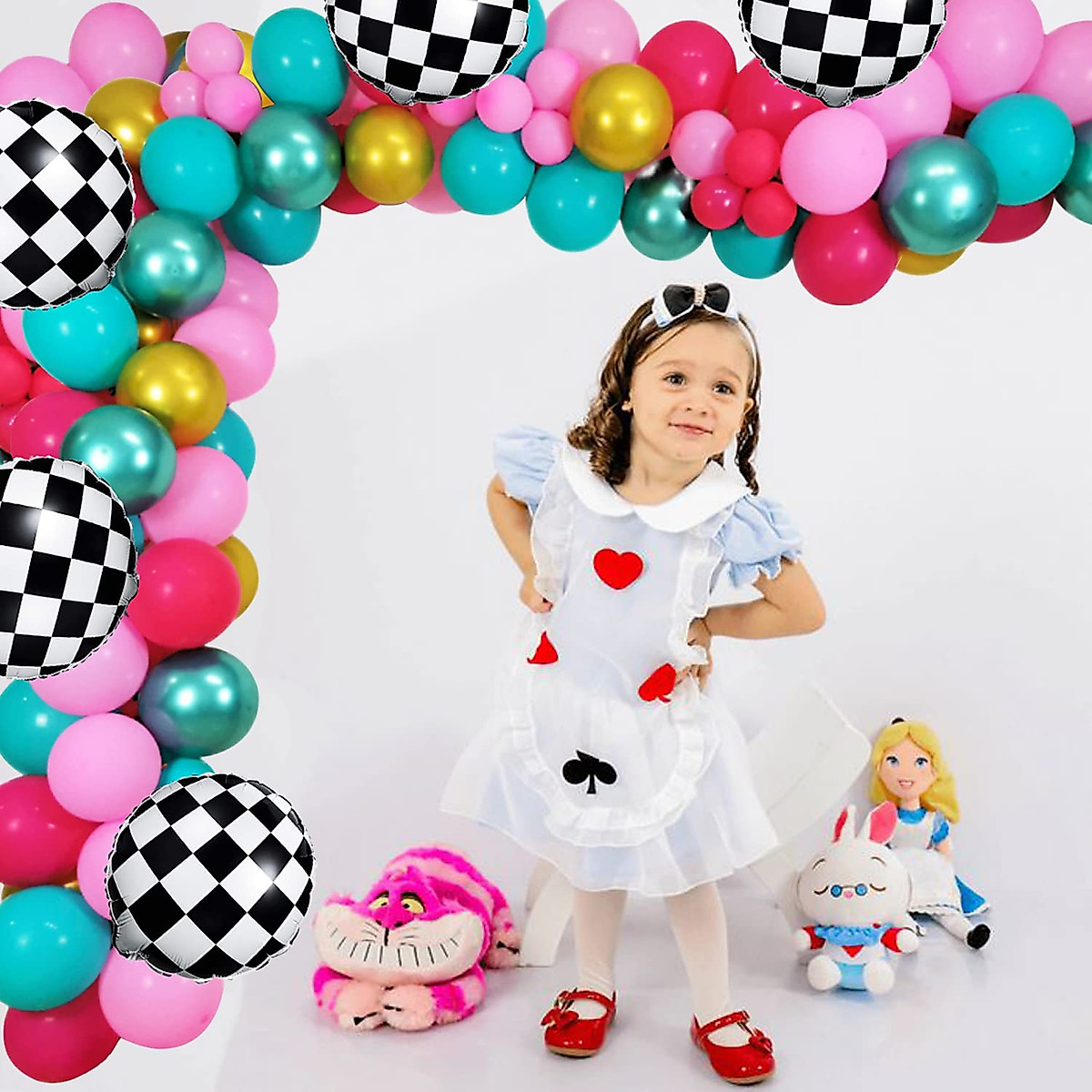 HPWF Wonderland Balloon Garland Arch kit, Pink Blue Balloons for Wonderland Theme Birthday Party, Baby Shower, Girl First Birthday, Tea Party Decorations