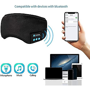 Sleep Headphones Bluetooth Eye Mask Sleeping Aid 3D Eye Cover for Stress Relief Wireless Headset Gray