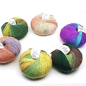 Wool Yarn for Knitting & Crocheting 2 Skeins Gradient Rainbow Color Wool Yarn Soft Lightweight Crochet Yarn for Crocheting Projects Handcrafts - 50g/Ball
