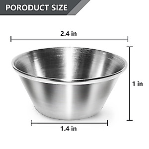 Artcome 18 Pack Stainless Steel Condiment Sauce Cups Great for Dipping and Portion Cups, 1.5 oz