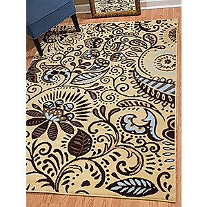 United Weavers Dallas Bandanna Area Rug - Blue, 8x11, Paisley Indoor Rug with Graphic Pattern, Jute Backing