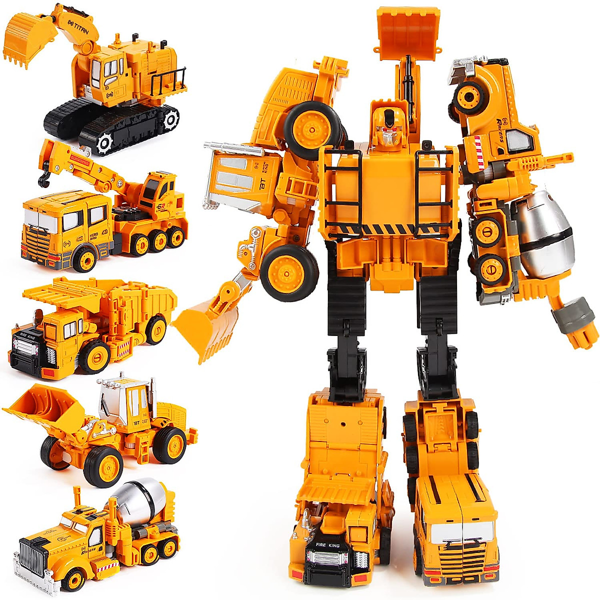 HOLYFUN 5 in 1 Transform Toys, Transform Construction Truck, Great Gift for 3 4 5 6 7 Years Old Kids, Boys and Girls