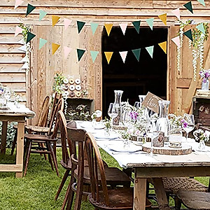 Sage Green Pink Gold Pennant Banner,2 Pack Glitter Paper Triangle Flags,Baby Bridal Shower Safari Birthday Tropical Party Decorations Jungle Theme Wedding Bachelorette Engagement Bunting Lasting Surprise