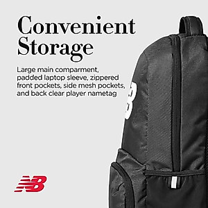 Concept One New Balance Laptop Backpack, Team Travel Sports Gym Bag for Men and Women, Black, 18 Inch