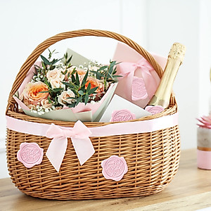 Whaline 50Pcs Wax Seal Stickers with Love Sign Pink Embossed Stickers Self-Adhesive Envelope Seal Stamp for Wedding Anniversary Bridal Shower Invitation Cards Snail Mails Gift Decor