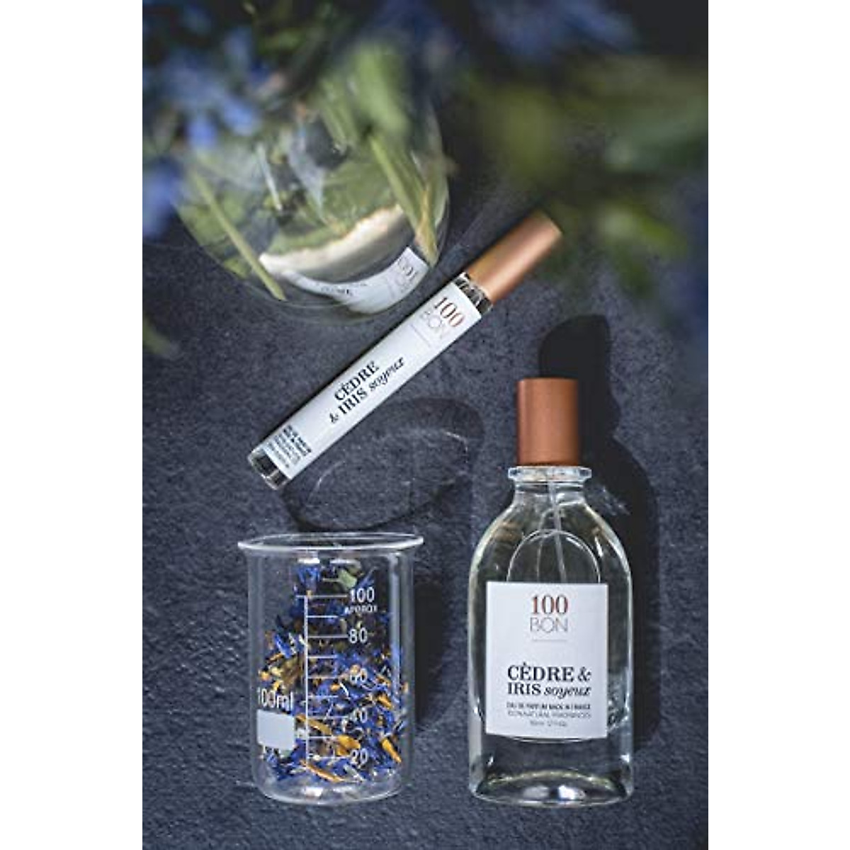 100BON Cedre & Iris Soyeux – Silky Iris and Cedar Fragance for Women or Men – Invigorating Organic Fragrance with Sweet, Woody & Floral Fragrance - 100% Natural Fragrance Spray, 0.5 Fl Oz