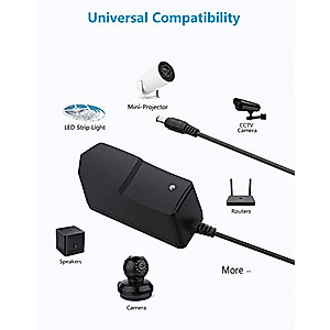 12V DC Power Supply 1A Universal AC Adapter, 100-240 50/60Hz AC to DC 12 Volts 1Amp Power Adapter Transformer, DC 12V Power Cord, 5.5mm x 2.5mm DC Plug & 1Tip