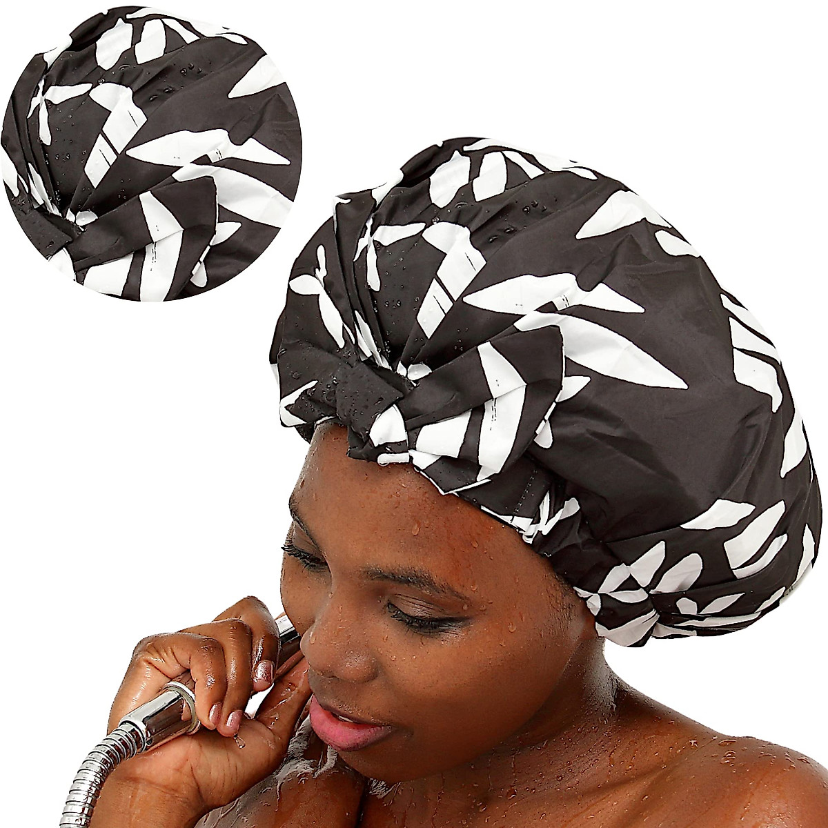 TTAT Shower Cap Extra Large, Afro, Long Thick Locs, Braids, Large & Long Hair, Waterproof PU Lining, Reusable, Adjustable, Great for Home, Spa, Conditioning, Self Care, Hotel & Salon (Cool Breeze)