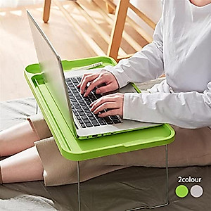 VEMMIO Breakfast Tray Folding Laptop Table Compact Bed Desk Breakfast Serving Bed Tray Standing Reading Table with Cup Holder Lightweight Picnic Table (Color : Green)