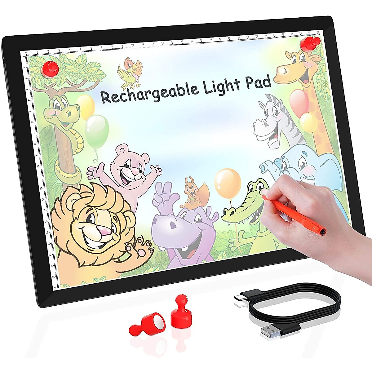 Light Tracing Box Rechargeable, Winshine Portable LED Light Board, Light Board for Diamond Art Painting, 5 Levels Stepless Dimming Drawing Tracking Light Pad, Artistic Design Sketching