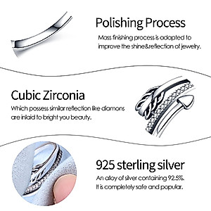 KUNSIR 925 Sterling Silver Rings Classic Cubic Zirconia Eternity Promise Statement Anniversary Wedding Bands Engagement Rings for Women Infinity Forever Love Ring Size 7-9