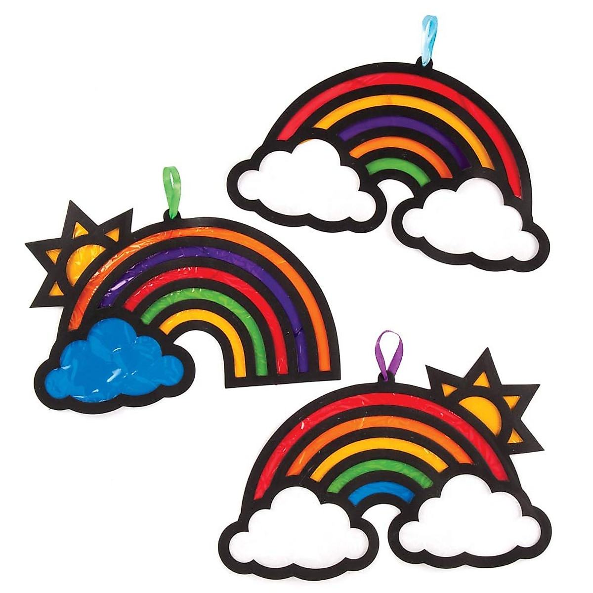 Baker Ross Rainbow Stained Glass Decorations (Pack of 6) AW409 for Kids to Assemble and Display