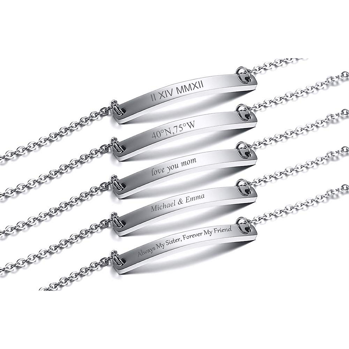 VNOX Set for 5 Customize Friendship Jewelry Stainless Steel Delicate Skinny Bar Adjustable Bridesmaid Bracelet