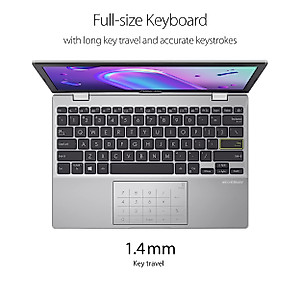 ASUS Vivobook Go 12 L210 11.6" Ultra Thin Laptop, Intel Celeron N4020 CPU, 4GB RAM, 128GB eMMC Storage, Windows 11 Home in S Mode with One Year of Office 365 Personal, Dreamy White, L210MA-DS04-W