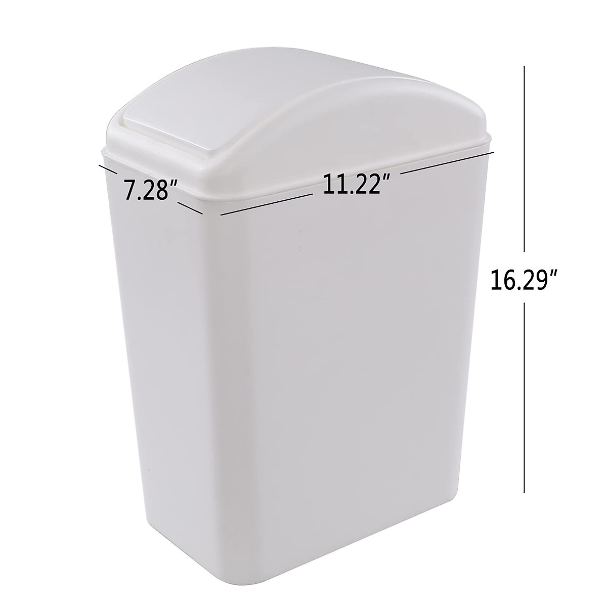 Begale 1-Pack 4.5 Gallon Plastic Swing Trash Can, Swing Lid Waste Can, White