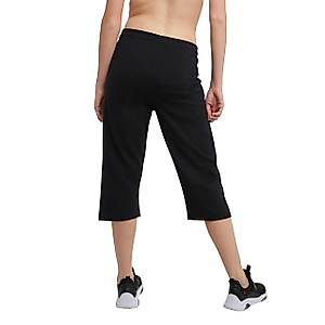 Champion, Lightweight Lounge Cropped Pants, Jersey Knit Capri for Women, 18", Black, XX-Large