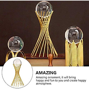XBWEI Metal Crystal Ball Ornament Nordic Style Wrought Iron Clear Ball Sculptures Stand Creative Decorations for Living Room TV Cabinet Bookcase Home Office